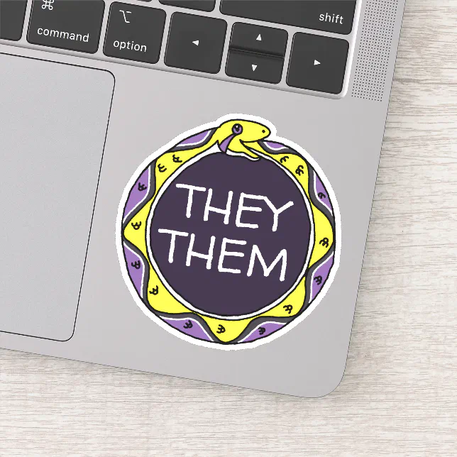 Custom Pronouns LGBTQIA+ Nonbinary Ouroboros Snake Sticker | Zazzle