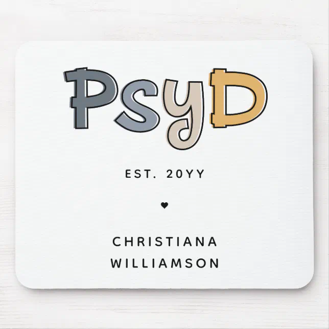 Custom PsyD Doctor of Psychology Psychologist Mouse Pad | Zazzle