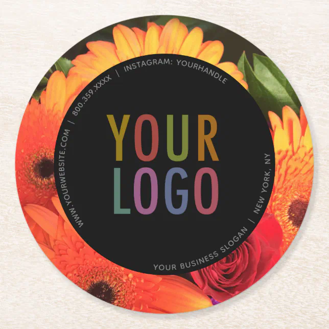 Custom Pulpboard Bar Coasters Company Logo & Photo | Zazzle