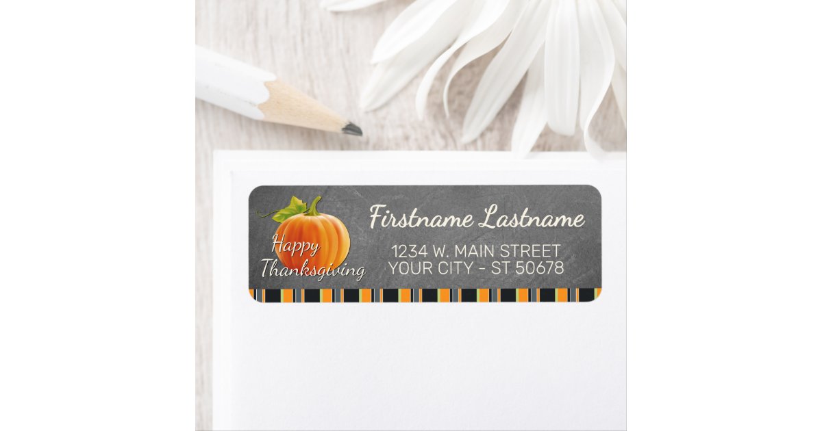 Custom Pumpkin Colorful Fun Stripes Pattern Label | Zazzle