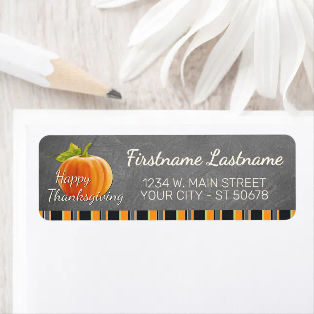Custom Pumpkin Colorful Fun Stripes Pattern Label | Zazzle