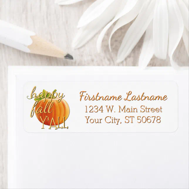 Custom Pumpkin Happy Fall Yall Label | Zazzle