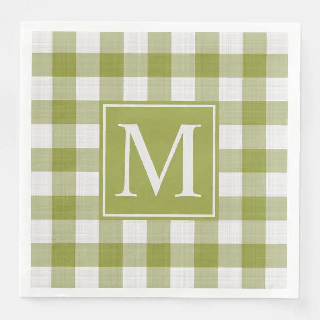 Custom Pumpkin Leaves Green Gingham Pattern Paper Dinner Napkins | Zazzle