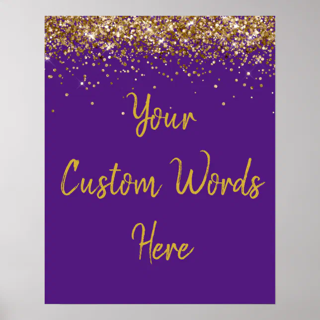Custom Purple and Gold Birthday Party Welcome Sign | Zazzle