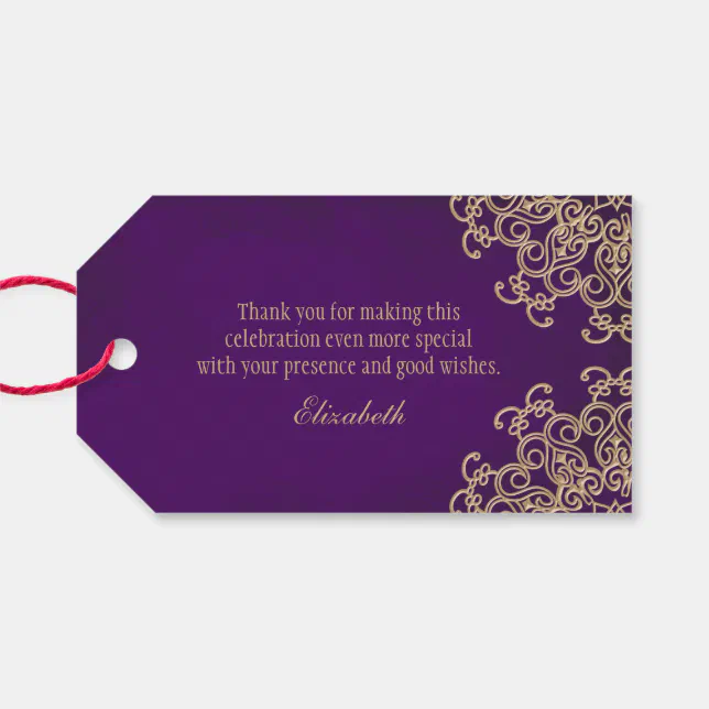 Custom Purple and Gold Indian Style Gift Tags | Zazzle
