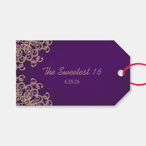 Custom Purple and Gold Indian Style Gift Tags | Zazzle