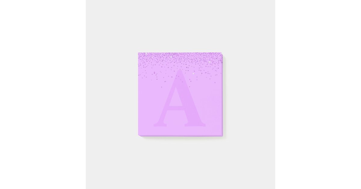 Custom Purple Glitter Monogram Post-it® Notes | Zazzle