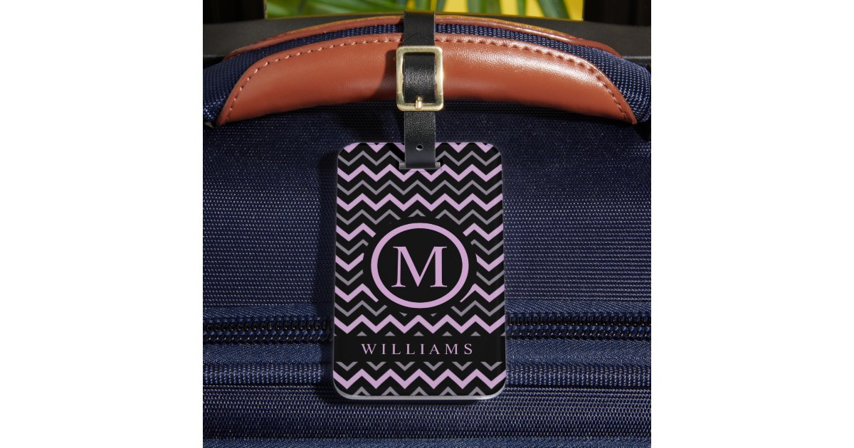 Custom Purple Grey Black Chevron Pattern Luggage Tag | Zazzle