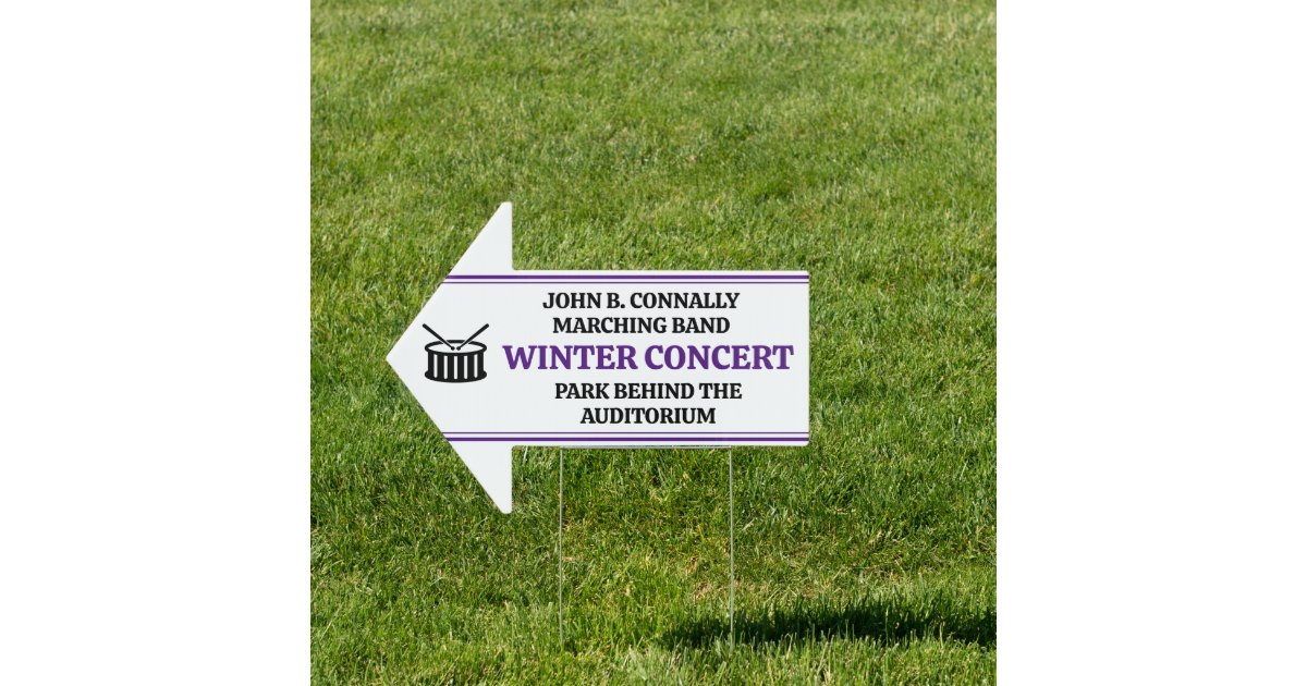 Custom Purple High School Band Concert Arrow Yard Sign | Zazzle