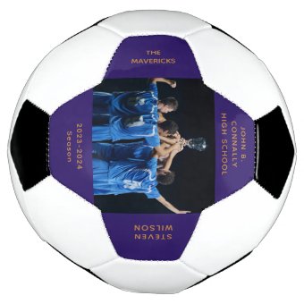 Custom Purple High School Senior Photo Graduation Soccer Ball | Zazzle