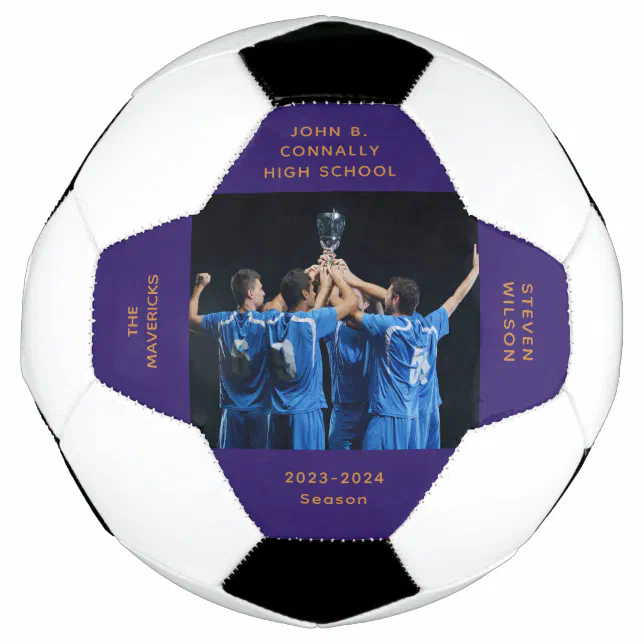 Custom Purple High School Senior Photo Graduation Soccer Ball | Zazzle
