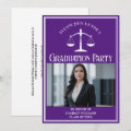 Custom Purple Law School Graduation Photo Party Invitation | Zazzle