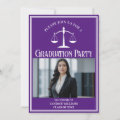 Custom Purple Law School Graduation Photo Party Invitation | Zazzle