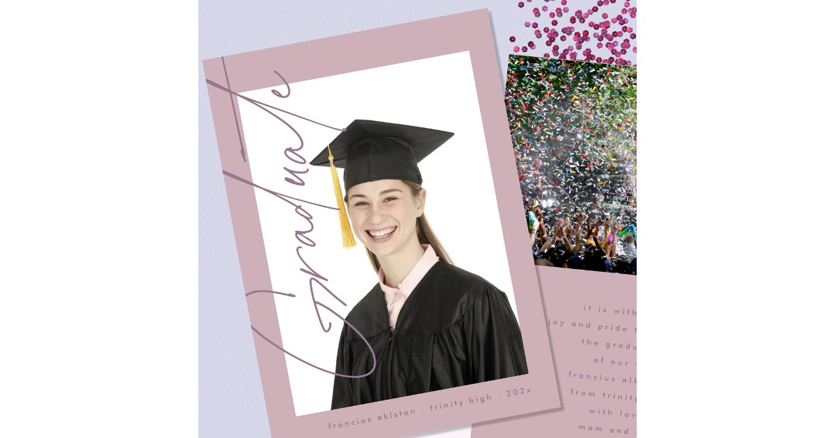 Custom Purple Lilac Photo High School Graduation Announcement | Zazzle