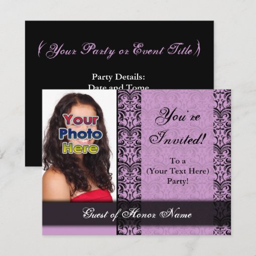 Custom Purple Pretty Party Invitation | Zazzle