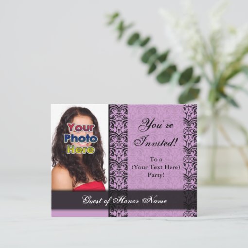 Custom Purple Pretty Party Invitation | Zazzle