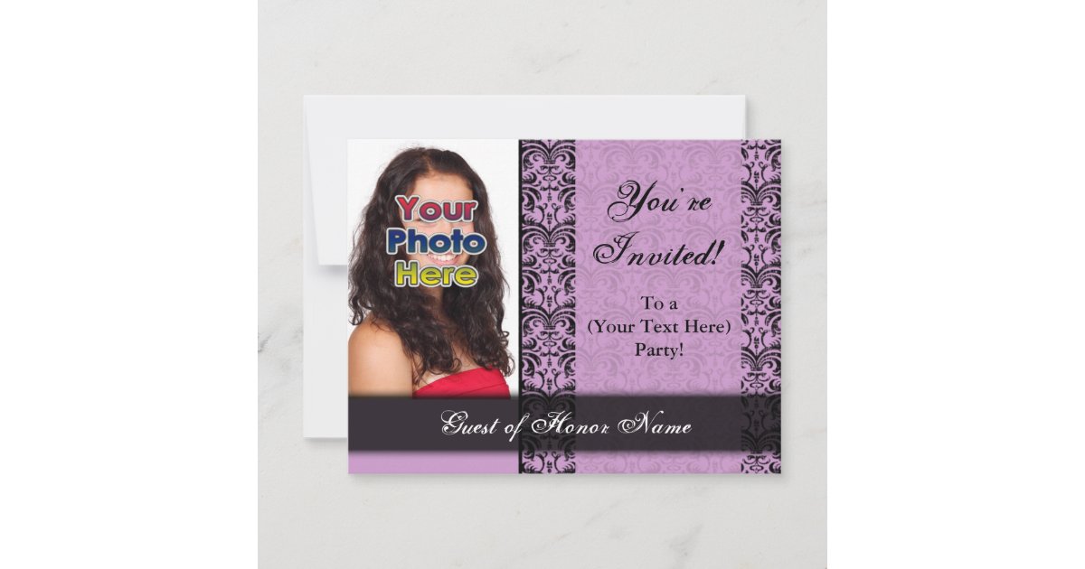 Custom Purple Pretty Party Invitation | Zazzle
