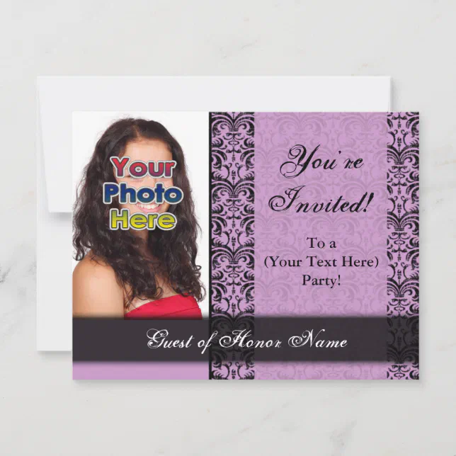 Custom Purple Pretty Party Invitation | Zazzle