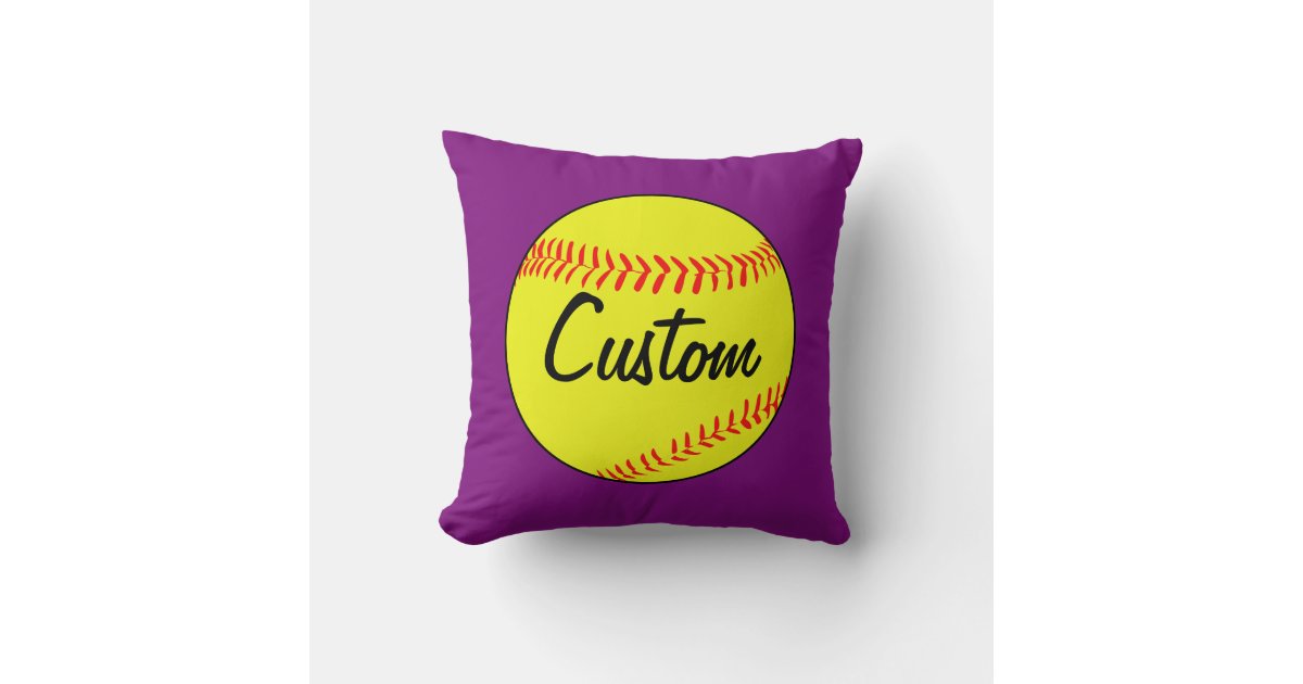 Custom Purple Softball Throw Pillow | Zazzle