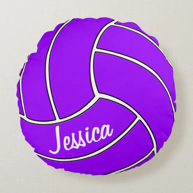 Custom Purple Volleyball Round Pillow | Zazzle