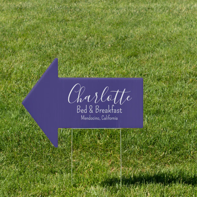 Custom Purple White Modern Bed And Breakfast Sign | Zazzle
