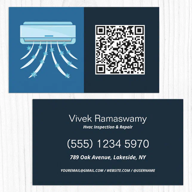 Custom QR Air Conditioning HVAC Business Card | Zazzle