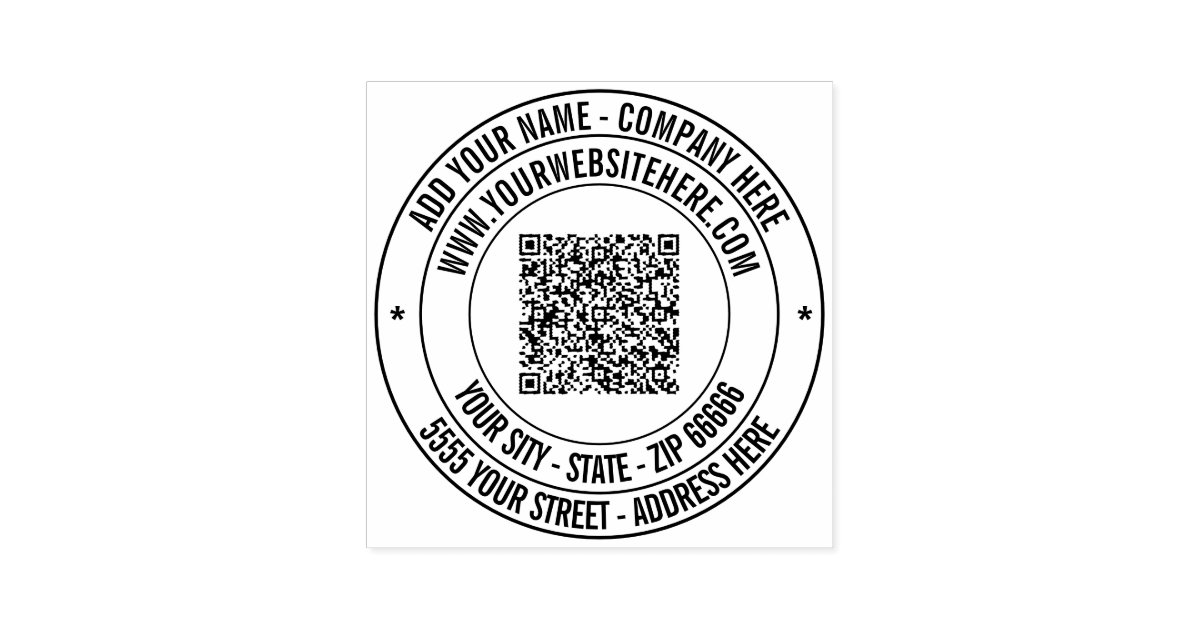 Custom QR Code Address Round Self-inking Stamp | Zazzle