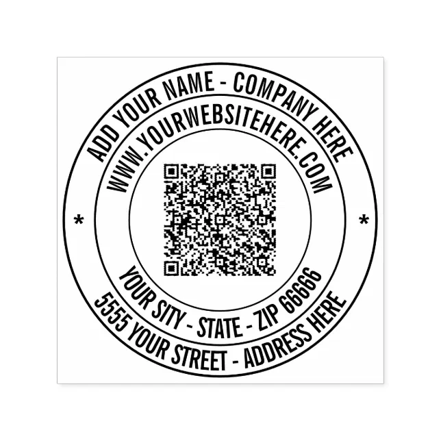 Custom QR Code Address Round Self-inking Stamp | Zazzle