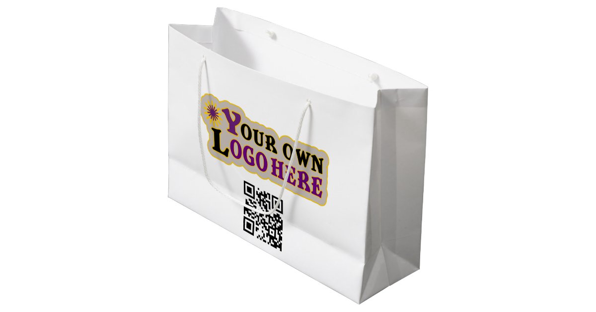 Custom QR code and logo Large Gift Bag | Zazzle