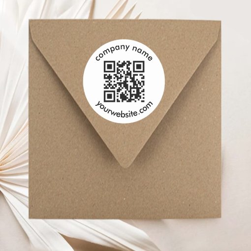custom QR code and text add your elegant modern Classic Round Sticker ...
