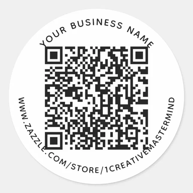Custom QR Code and Text Business Label Sticker | Zazzle