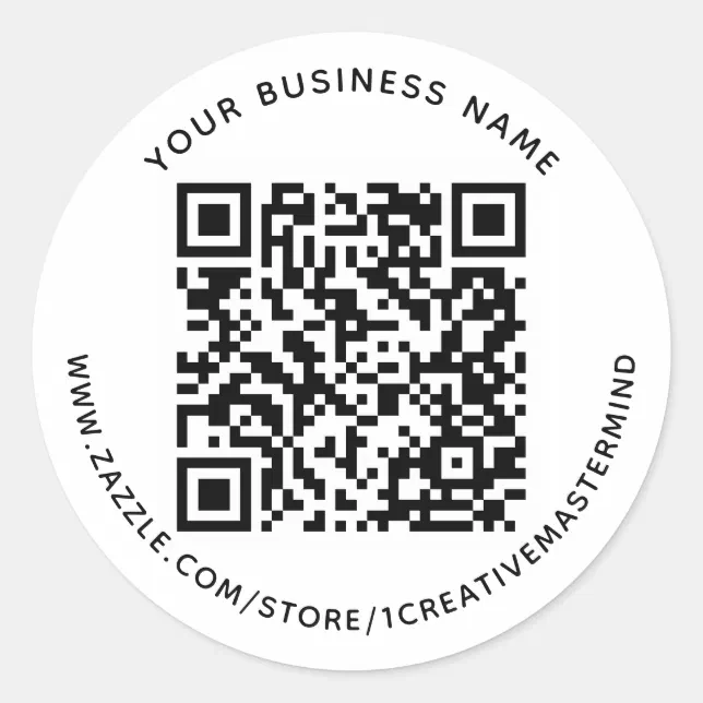 Custom QR Code and Text Business Label Sticker | Zazzle
