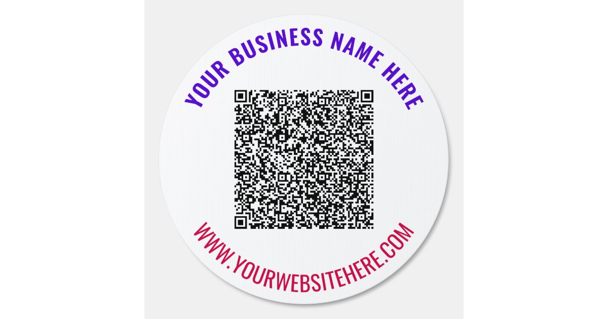 Custom QR Code and Text Business Sign Your Colors | Zazzle
