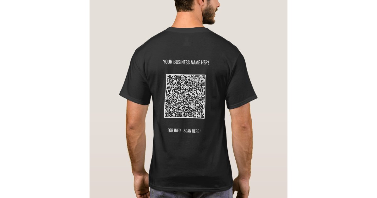 Custom QR Code and Text Business T-Shirt Template | Zazzle