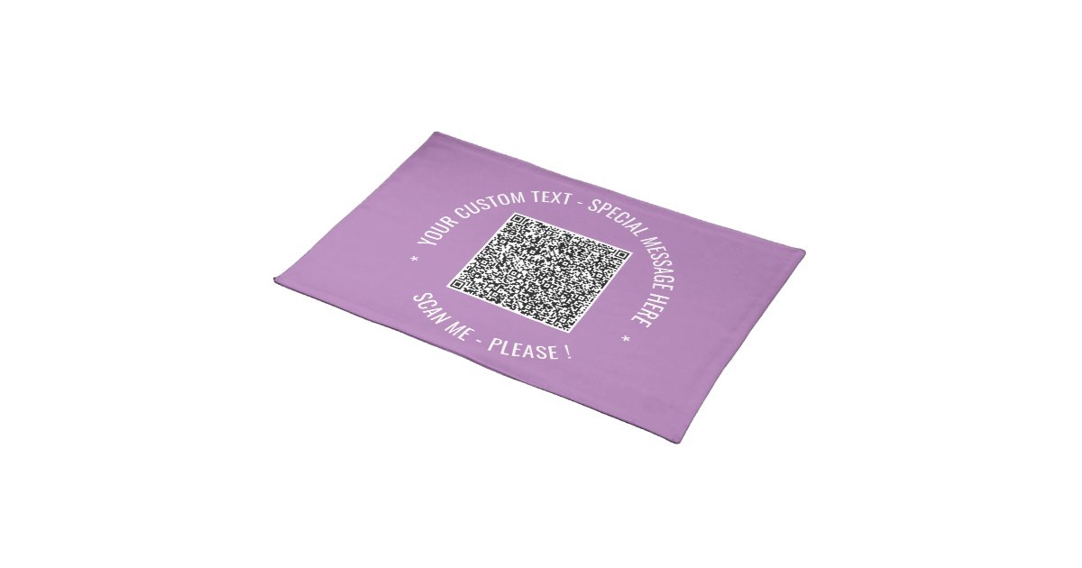 Custom QR Code and Text Cloth Placemat Your Colors | Zazzle