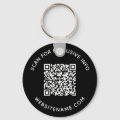 Custom QR Code and Text Corporate Swag Black Keychain | Zazzle