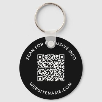 Custom QR Code and Text Corporate Swag Black Keychain | Zazzle