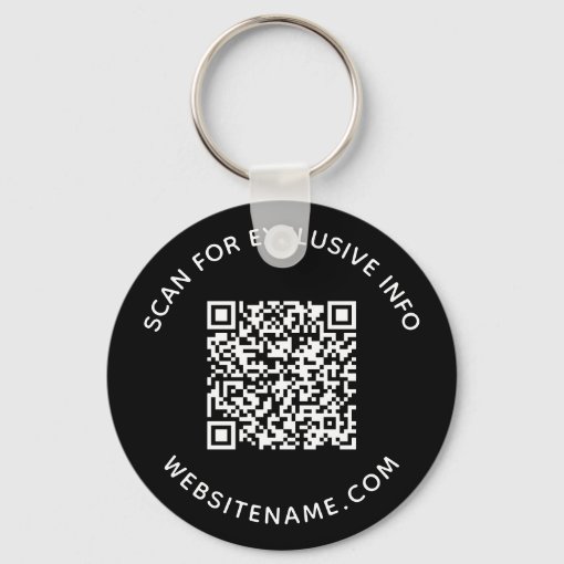 Custom QR Code and Text Corporate Swag Black Keychain | Zazzle