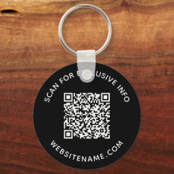 Custom QR Code and Text Corporate Swag Black Keychain | Zazzle