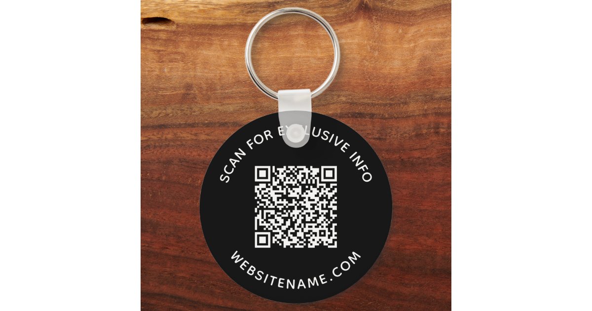 Custom QR Code and Text Corporate Swag Black Keychain | Zazzle