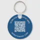 Custom QR Code and Text Corporate Swag Blue Keychain | Zazzle