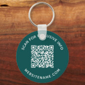 Custom QR Code and Text Corporate Swag Teal Keychain | Zazzle