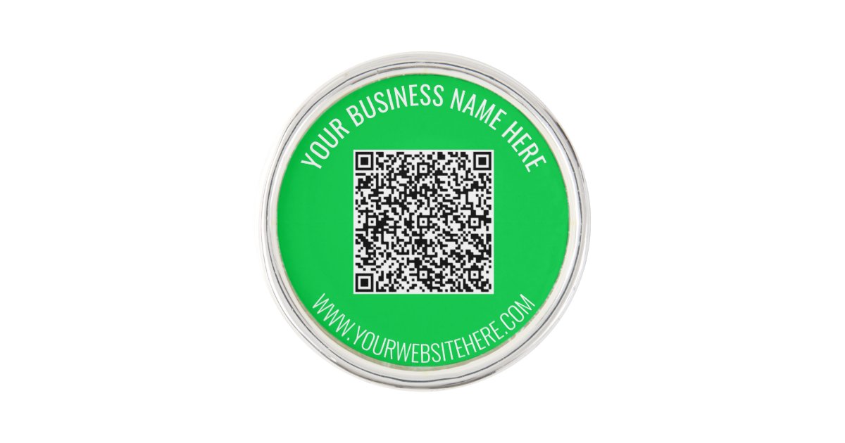 Custom QR Code and Text Lapel Pin Your Color | Zazzle