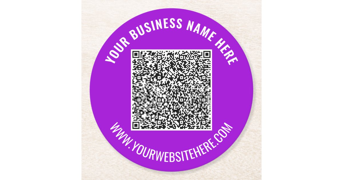Custom QR Code and Text Paper Coaster Choose Color | Zazzle