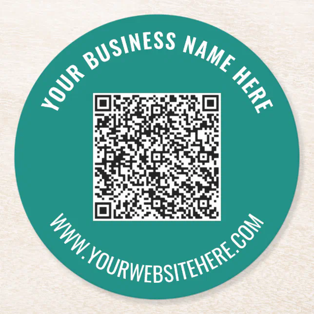 Custom QR Code and Text Paper Coaster Your Colors | Zazzle