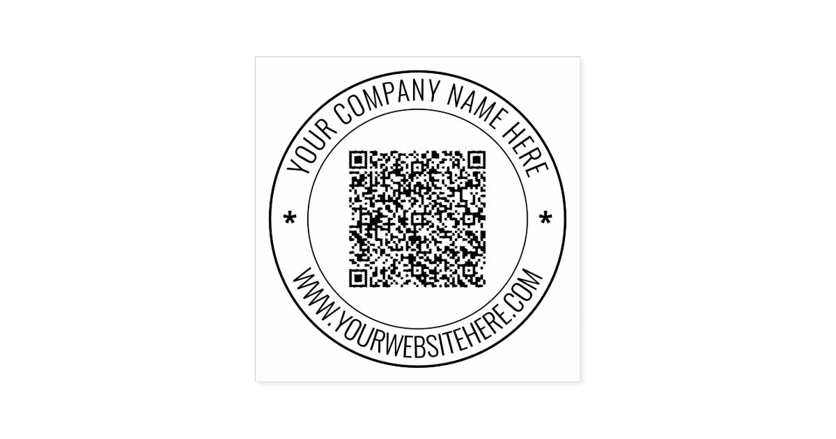 Custom QR Code and Text Round Self-inking Stamp | Zazzle