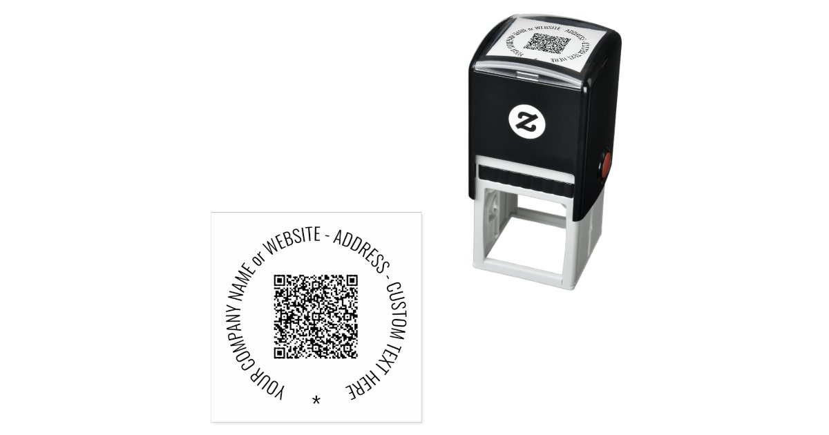 Custom QR Code and Text Round Self-inking Stamp | Zazzle