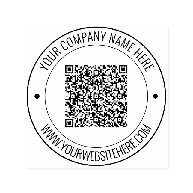 Custom QR Code and Text Round Self-inking Stamp | Zazzle