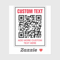 Custom QR code and text Sticker | Zazzle