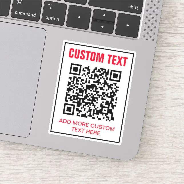 Custom QR code and text Sticker | Zazzle